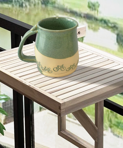 Handbuilt Pottery Bike Mug - ThingsFromMars.com