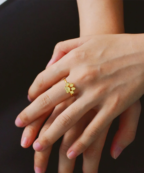 Personalized Paw Print Name Ring - ThingsFromMars.com